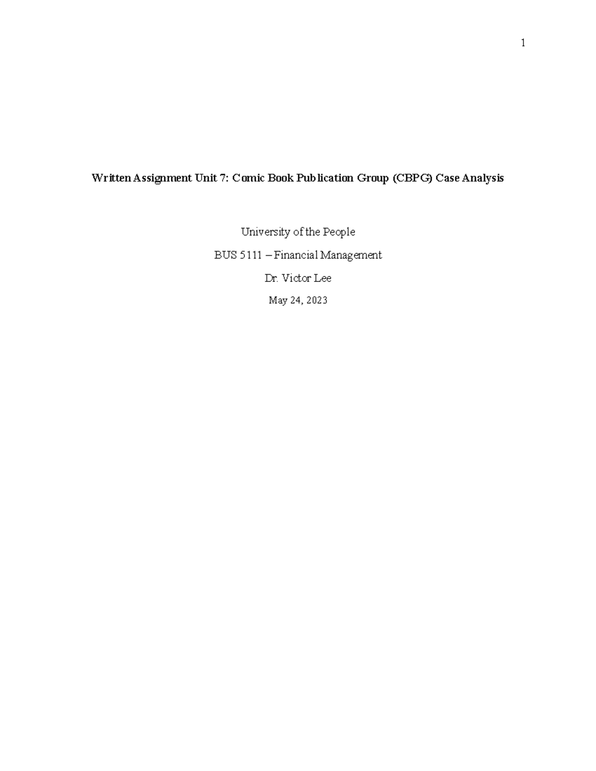 written assignment - Written Assignment Unit 7: Comic Book Publication ...