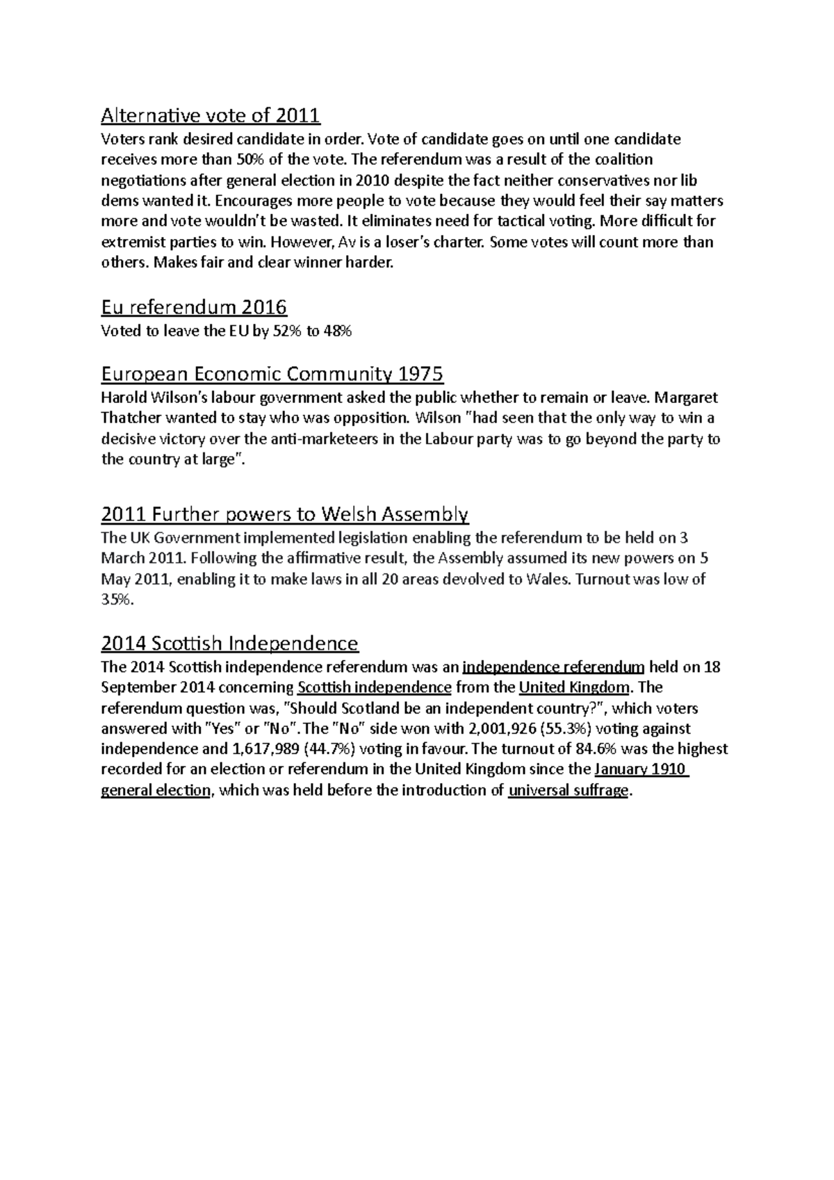Referendum examples - Alternative vote of 2011 Voters rank desired ...