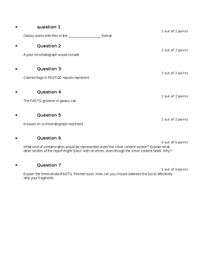 Q5 - prof l - Question 1 2 out of 2 points SNPs are Question 2 2 out of ...