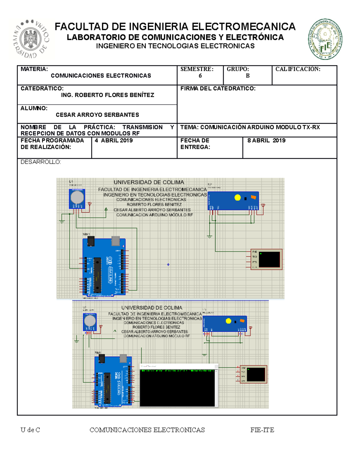 Arduniorf - Comunicacion de arduino mediante modulo RF - FACULTAD DE ...