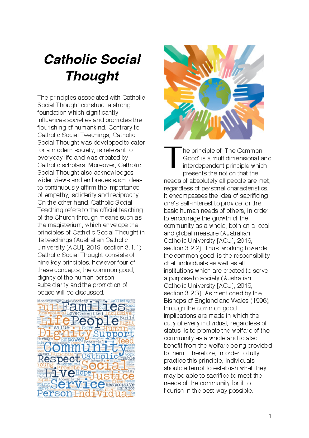 Catholic Social Thought - 1 Catholic Social Thought The principles ...