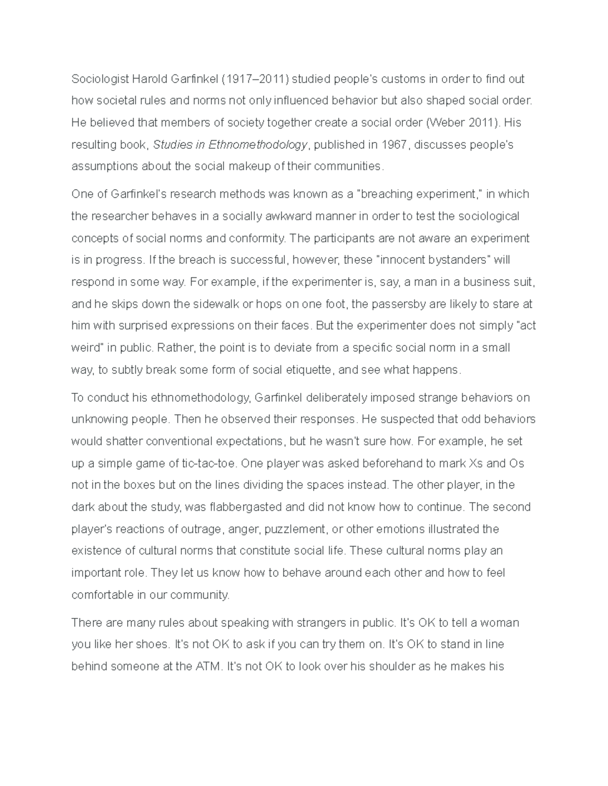 Sociology 3 (64) - young - Sociologist Harold Garfinkel (1917–2011 ...