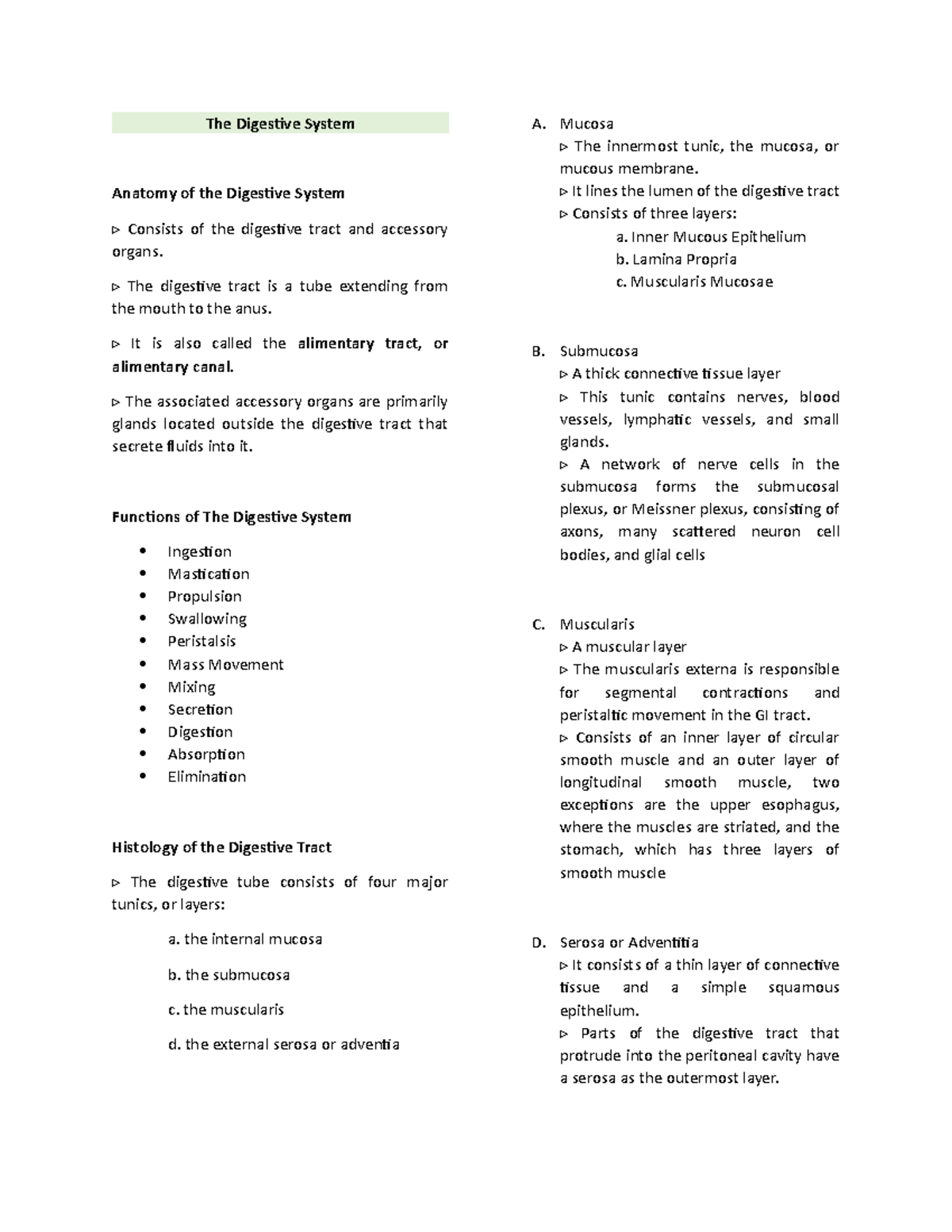 The Digestive System - anatomy and physiology - The Digestive System ...