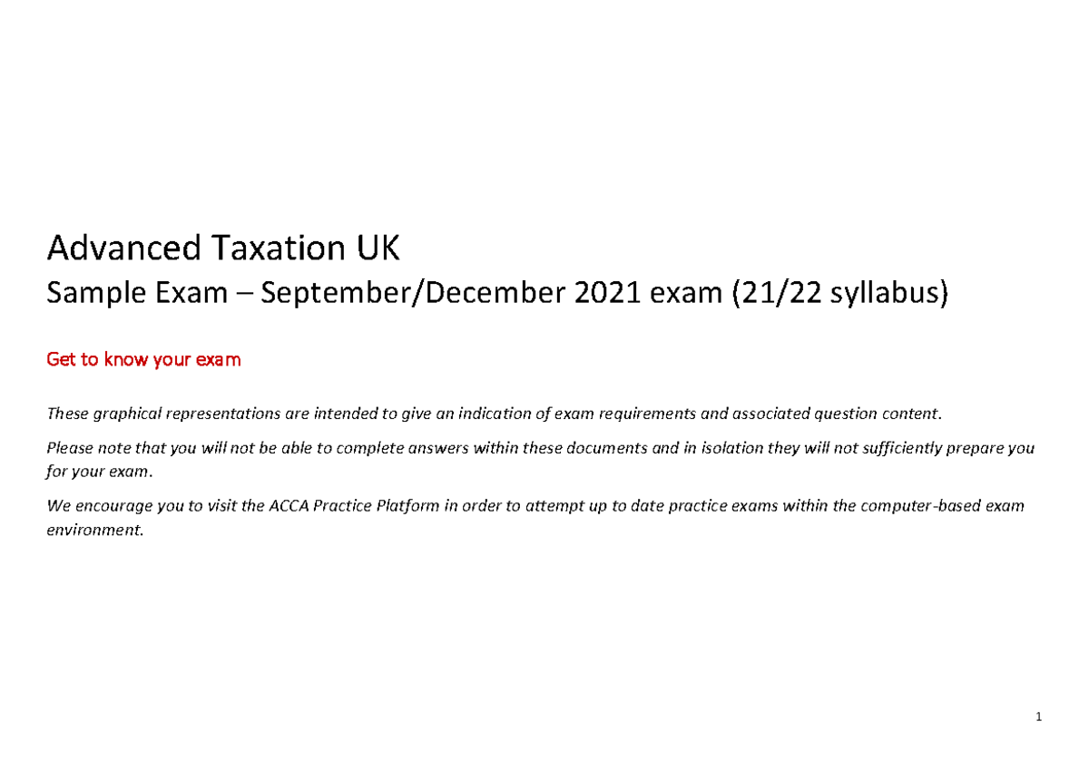 ATX UK SD21 Qs - Tax - Advanced Taxation UK Sample Exam – September ...