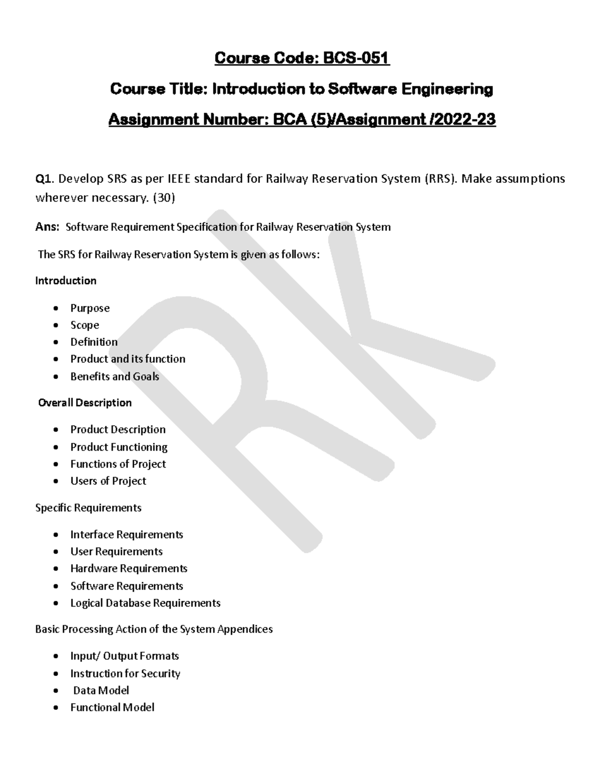 BCS-051 2022-2023 Solved Assignment - Course Code: BCS- 051 Course Title: Introduction to ...