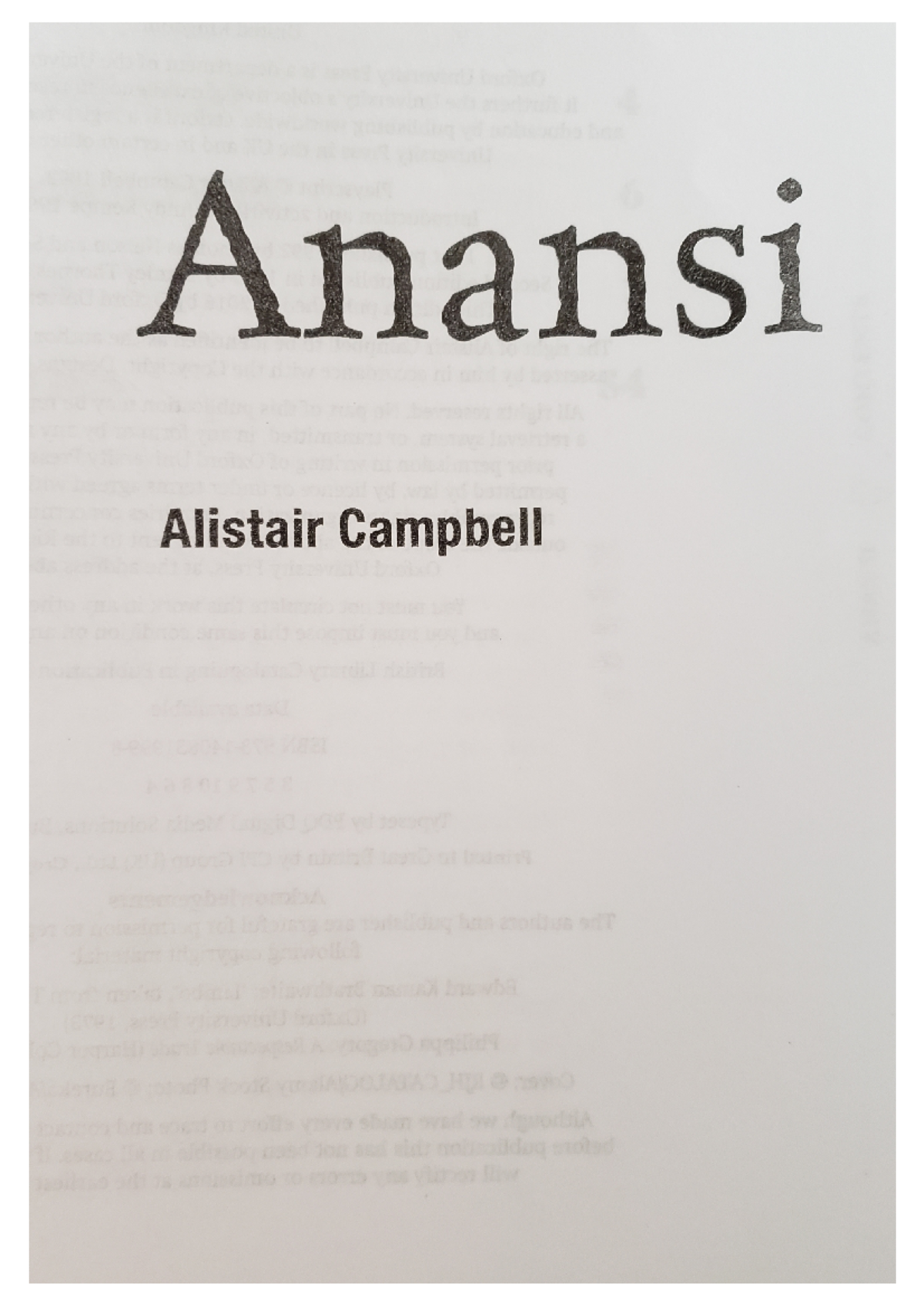 Anansi - pdf - Anansi Alistair Campbell solted New THE CHARACTERS On the Ship Captain Boy Girl ...