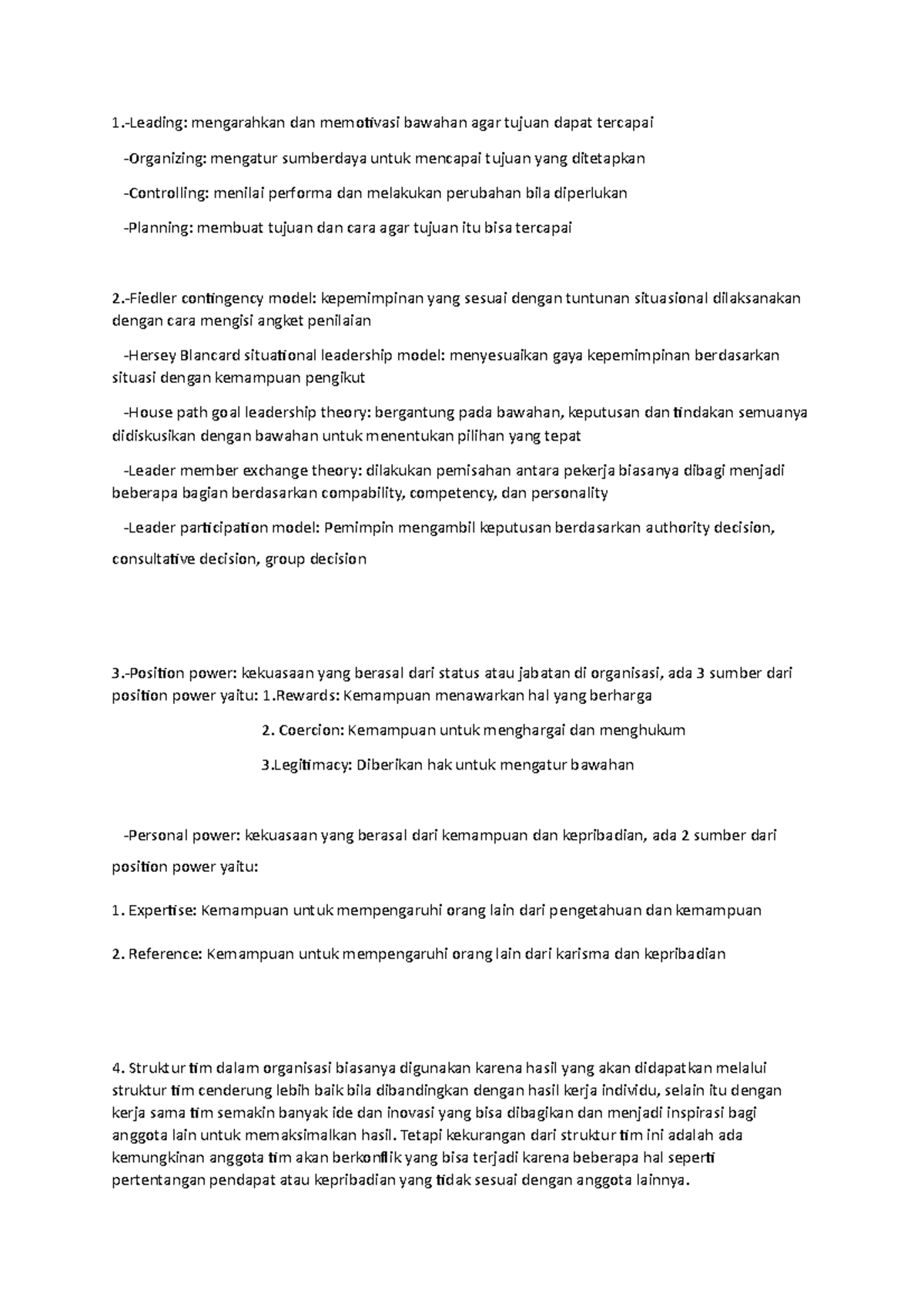 Tugas DDM Leadership Team - 1.-Leading: mengarahkan dan memotivasi bawahan agar tujuan dapat ...