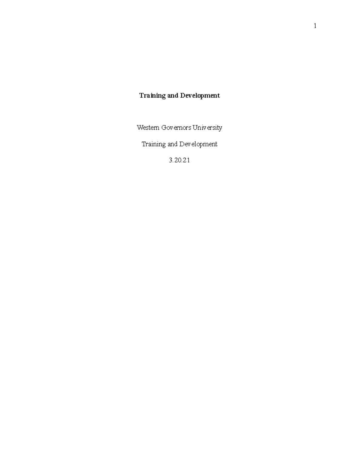 Training and Development Task 2 - Training and Development Western ...