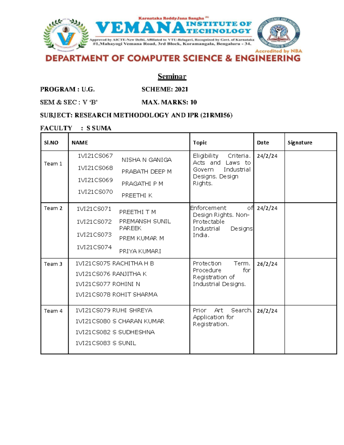 Weqretgrtytrtd - sdda - Seminar PROGRAM : U. SCHEME: 2021 SEM & SEC : V ...
