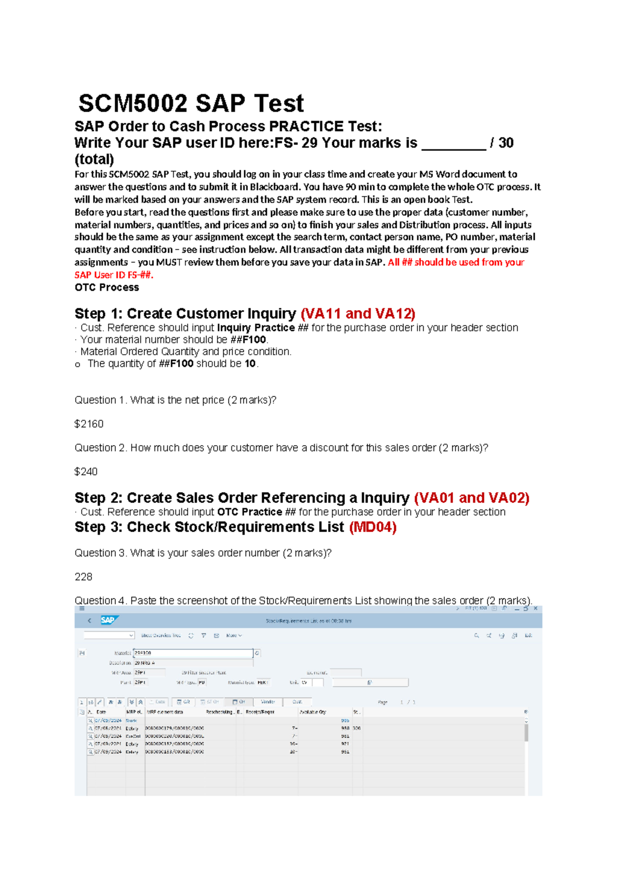 SCM5002 SAP Order to Cash Process Practice Test - SCM5002 SAP Test SAP ...