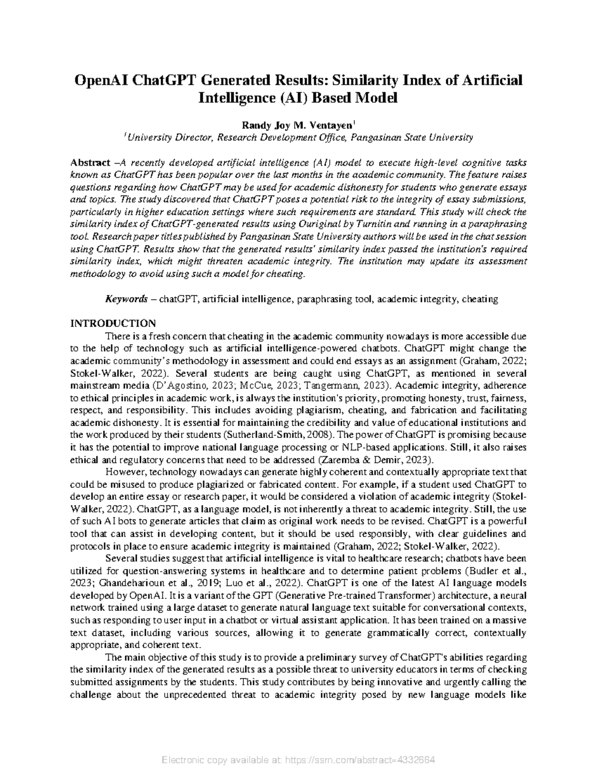 SSRN-id4332664 - REPORT - OpenAI ChatGPT Generated Results: Similarity ...