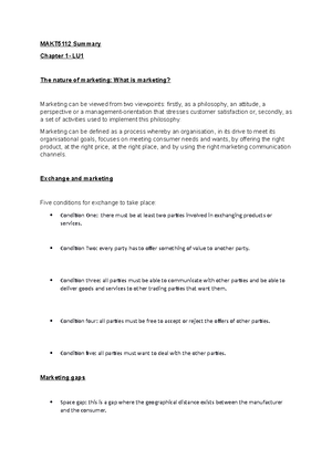 Chapter 1 - marketing introduction - Chapter 1 - The world of marketing ...