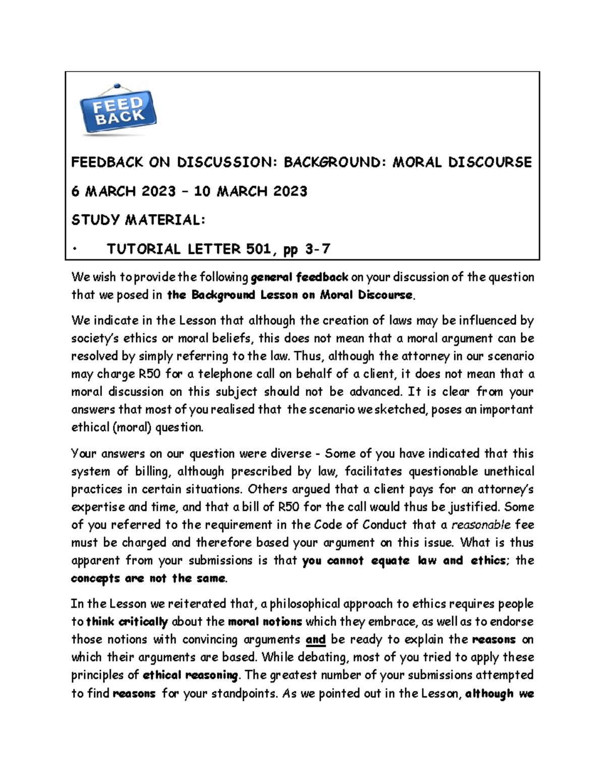 LJU4802.2023 Sem 1.Background Lesson Feedback- Final - FEEDBACK ON ...