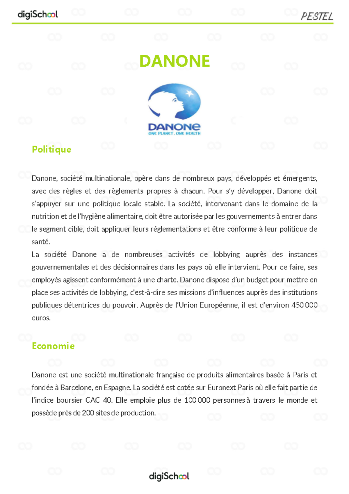Pestel - lkiuytrpoiuytr - DANONE Politique Danone, société ...