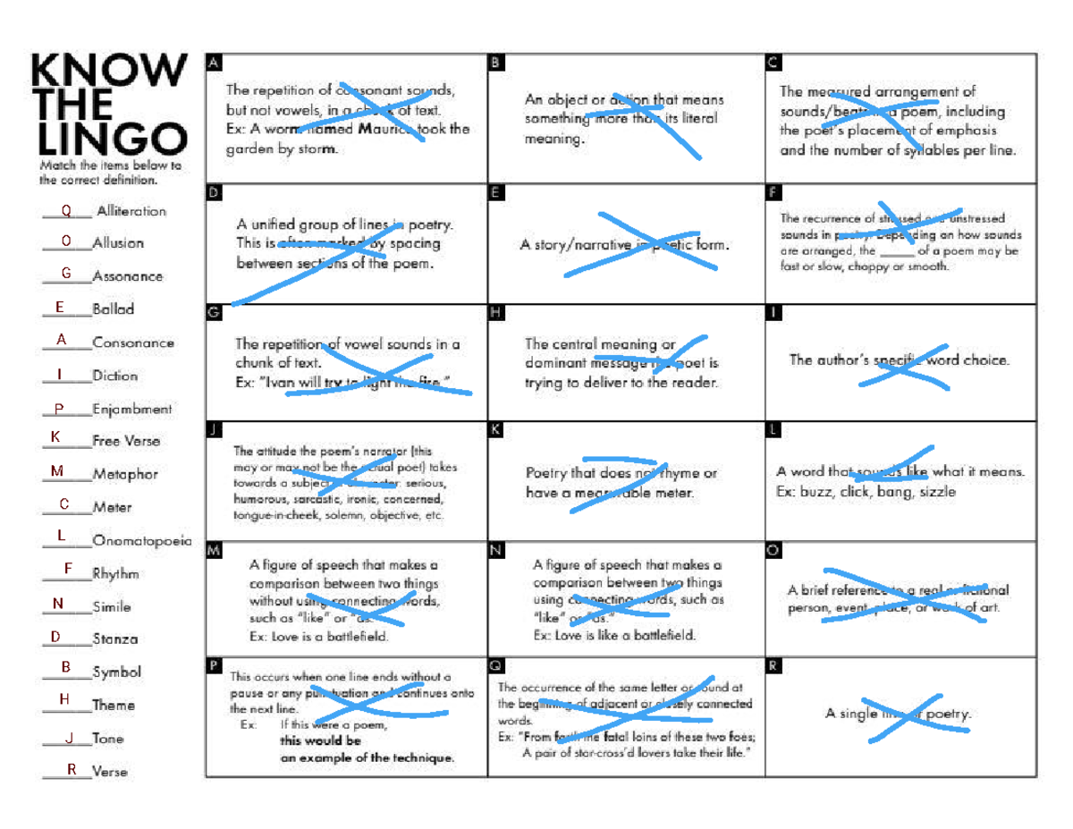 Kami E - Schillaci Know the Lingo Worksheet - KNOW THE LINGO ß'te ...