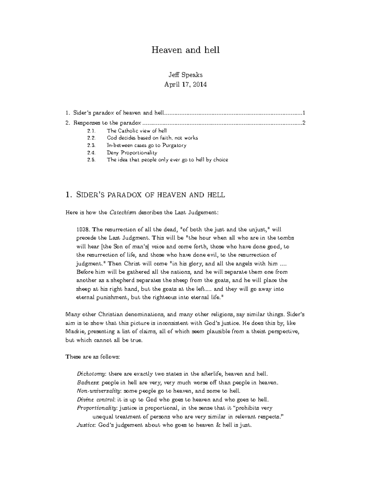 Heaven and hell - Lecture notes 16 - Heaven and hell ! Jeﬀ Speaks April ...
