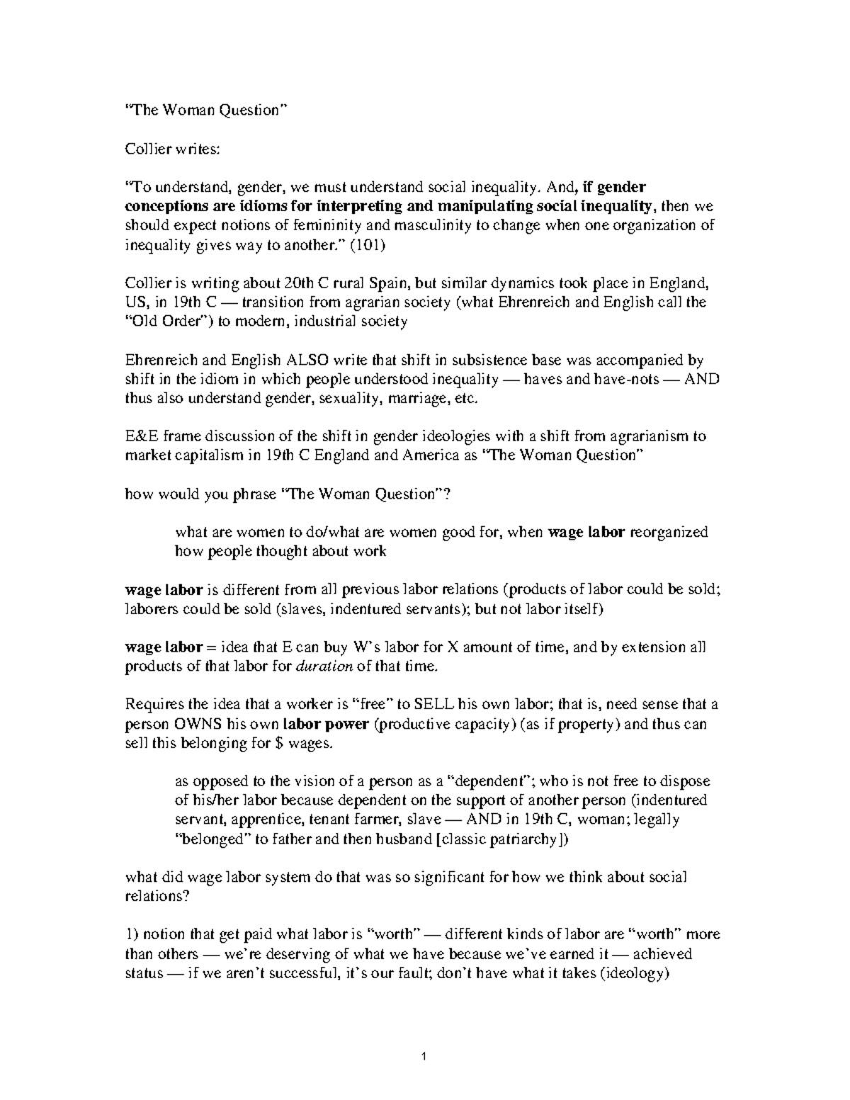 The Woman Question E17 - LECTURE ASSIGNMENT - “The Woman Question ...