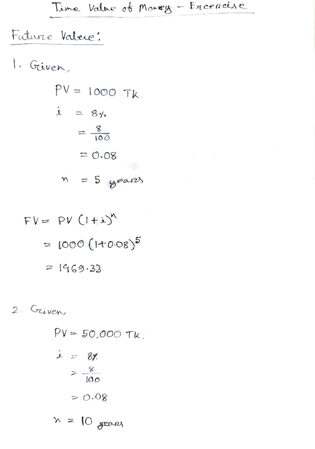 Time Value of Money Assignment Maths - Time Velne ot Moneg Fture Valee ...