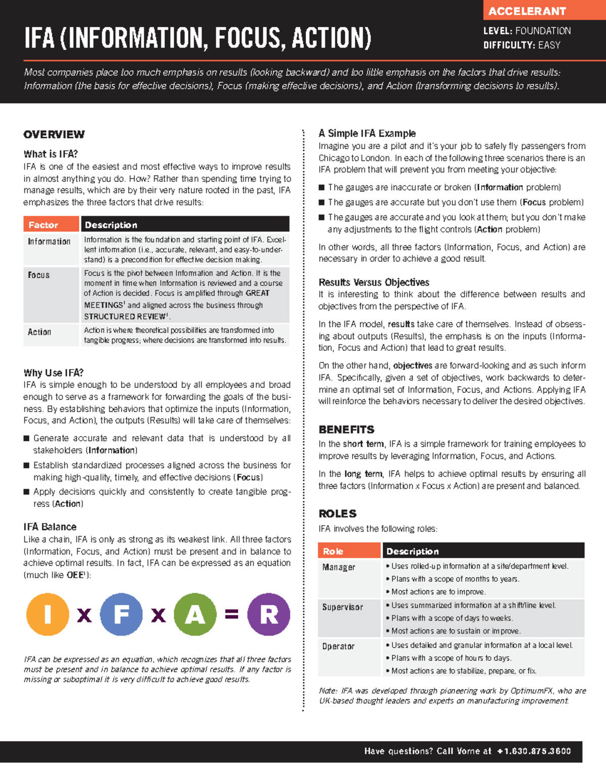 IFA Executive Summary - Have questions? Call Vorne at +1.630 ...