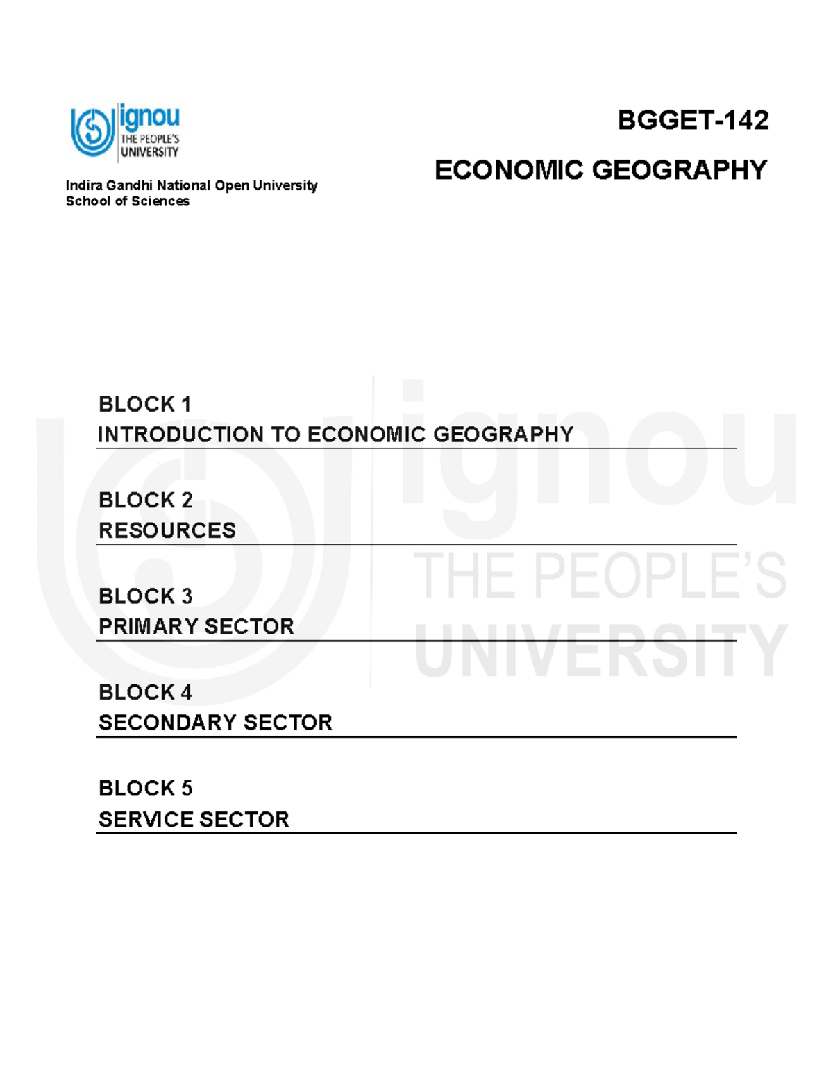 What is economic geography ( Ignou) - ####### BLOCK 1 ...