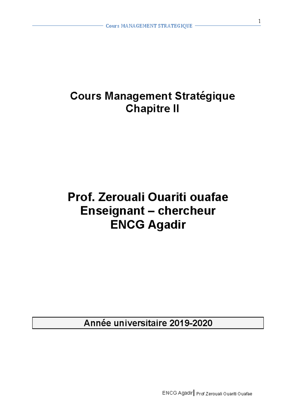 Cours Management stratégique partie II - Cours Management Stratégique ...