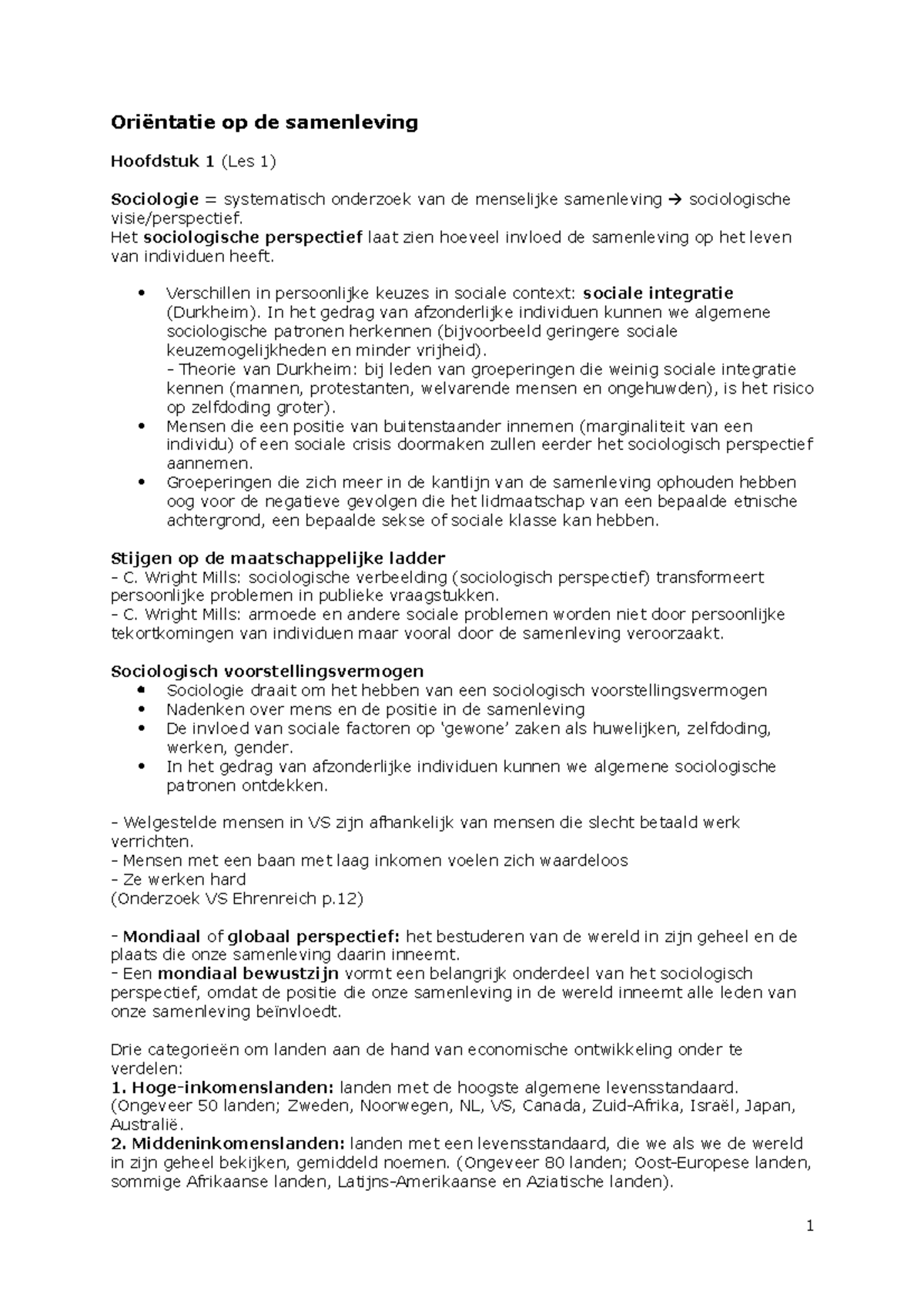 Aantekeningen oriëntatie op de samenleving - Oriëntatie op de samenleving Hoofdstuk 1 (Les 1 ...