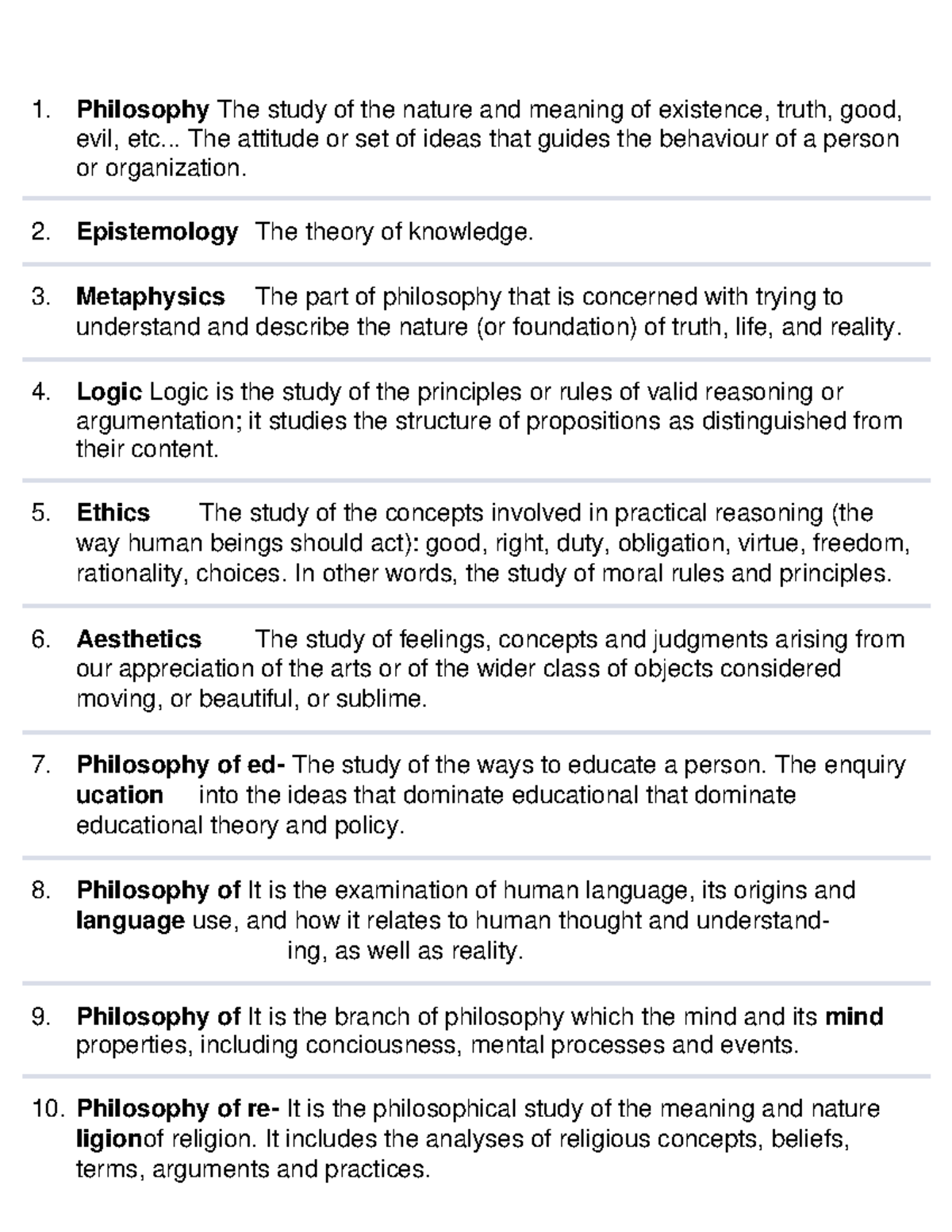 Philosophy notes review - Philosophy The study of the nature and ...