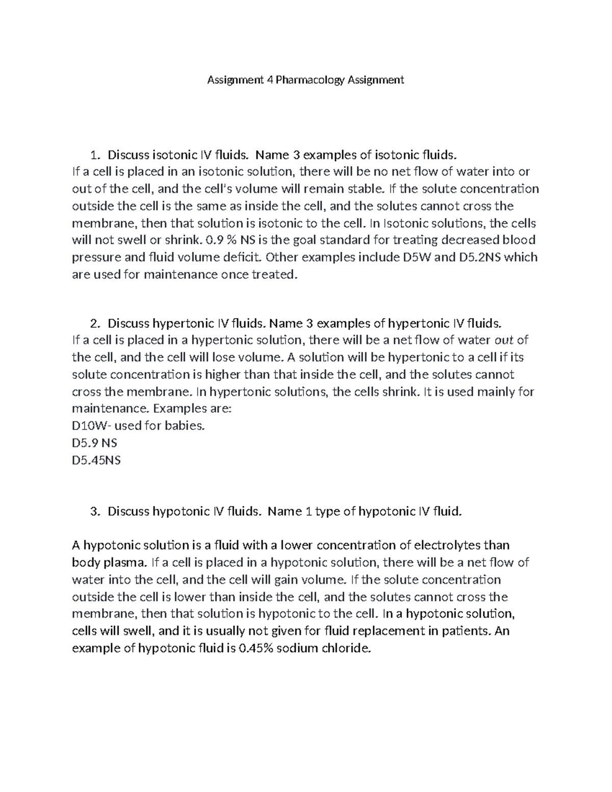 Assigment 4 Pharmacology Assignment - Assignment 4 Pharmacology ...