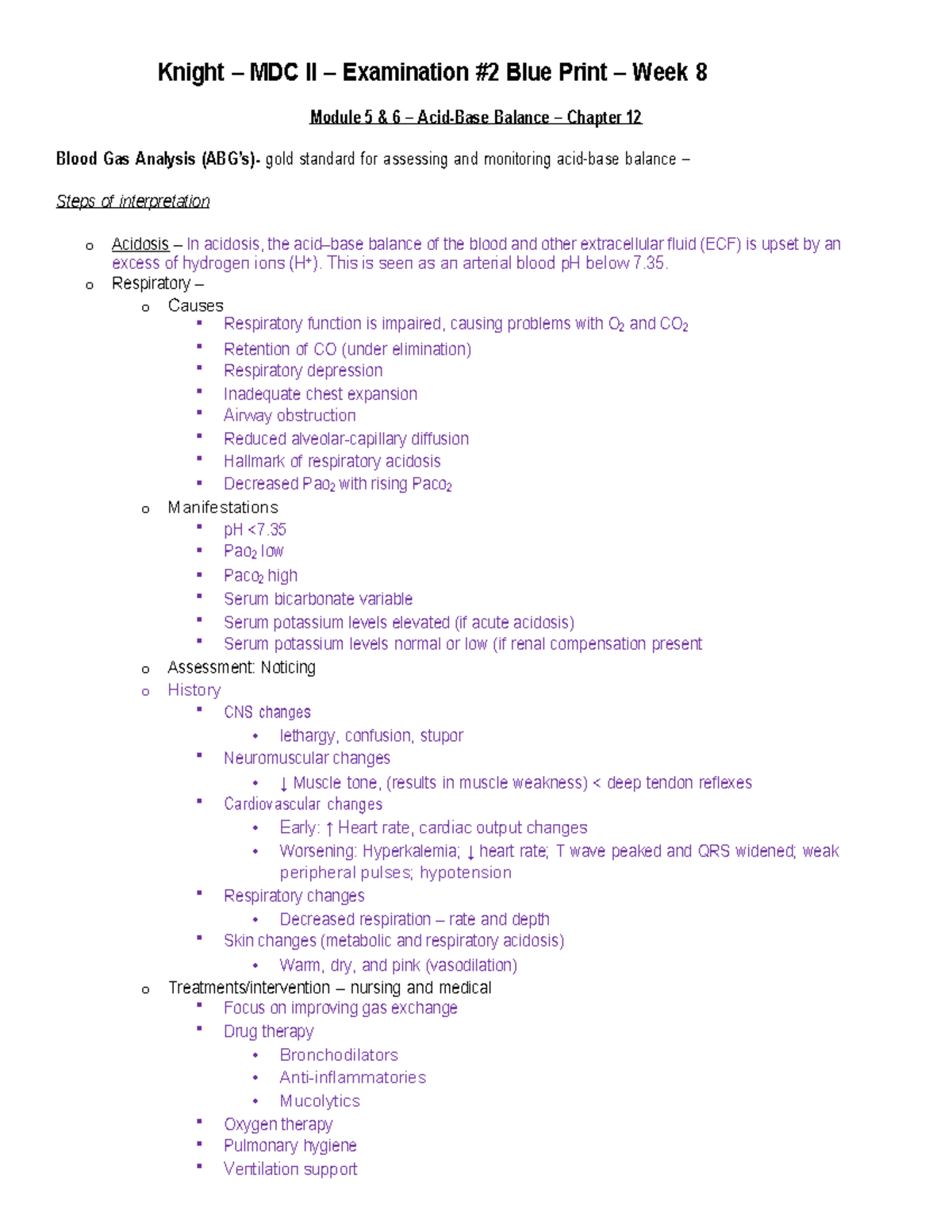 Exam 2 Study Guide 2 - Knight – MDC II – Examination #2 Blue Print ...