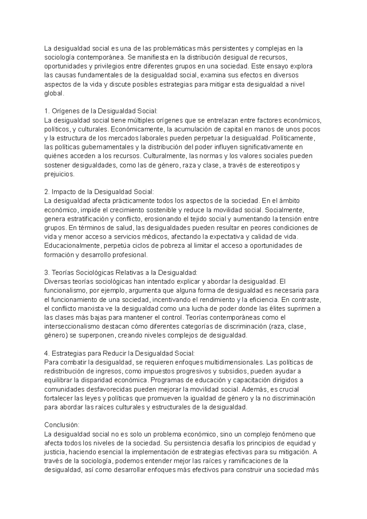 La Desigualdad Social Orígenes, Impacto y Estrategias para la Reducción ...
