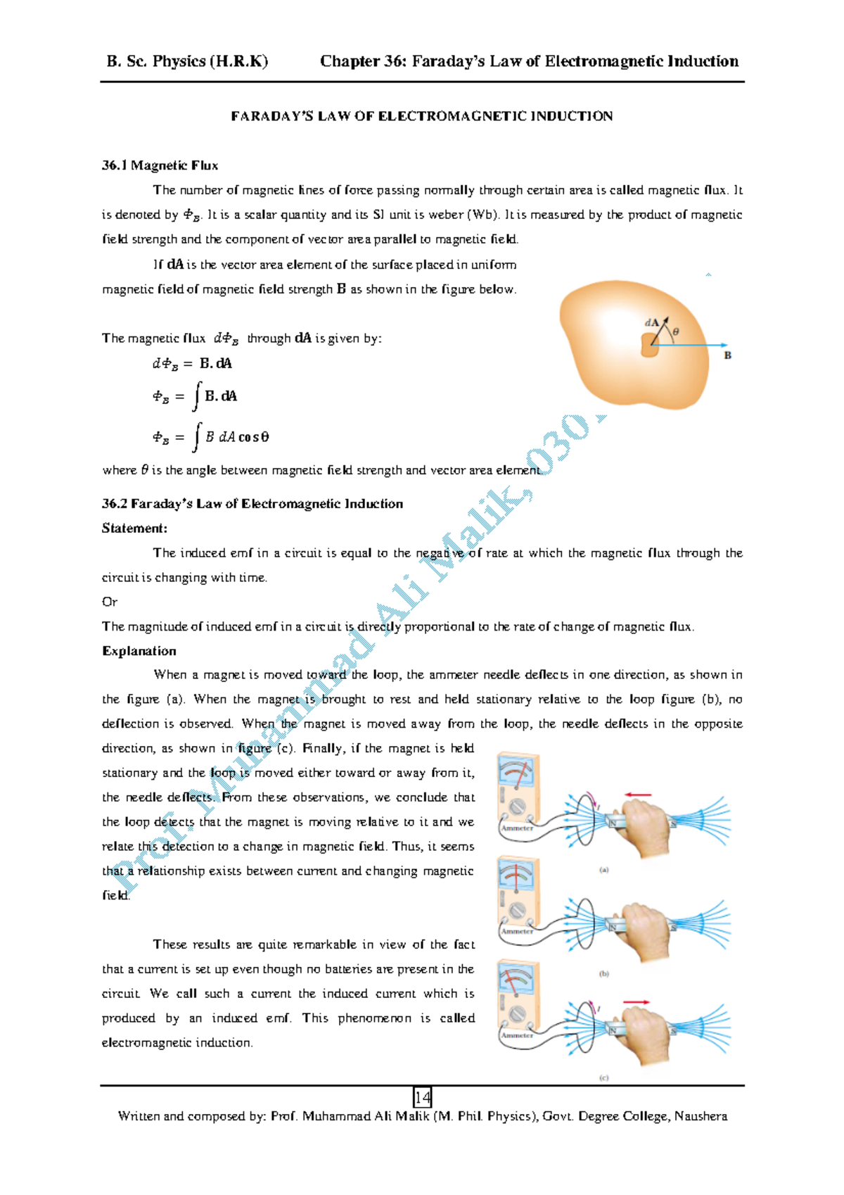 Faradays law of em induction - B. Sc. Physics (H.R) Chapter 36: Law of ...