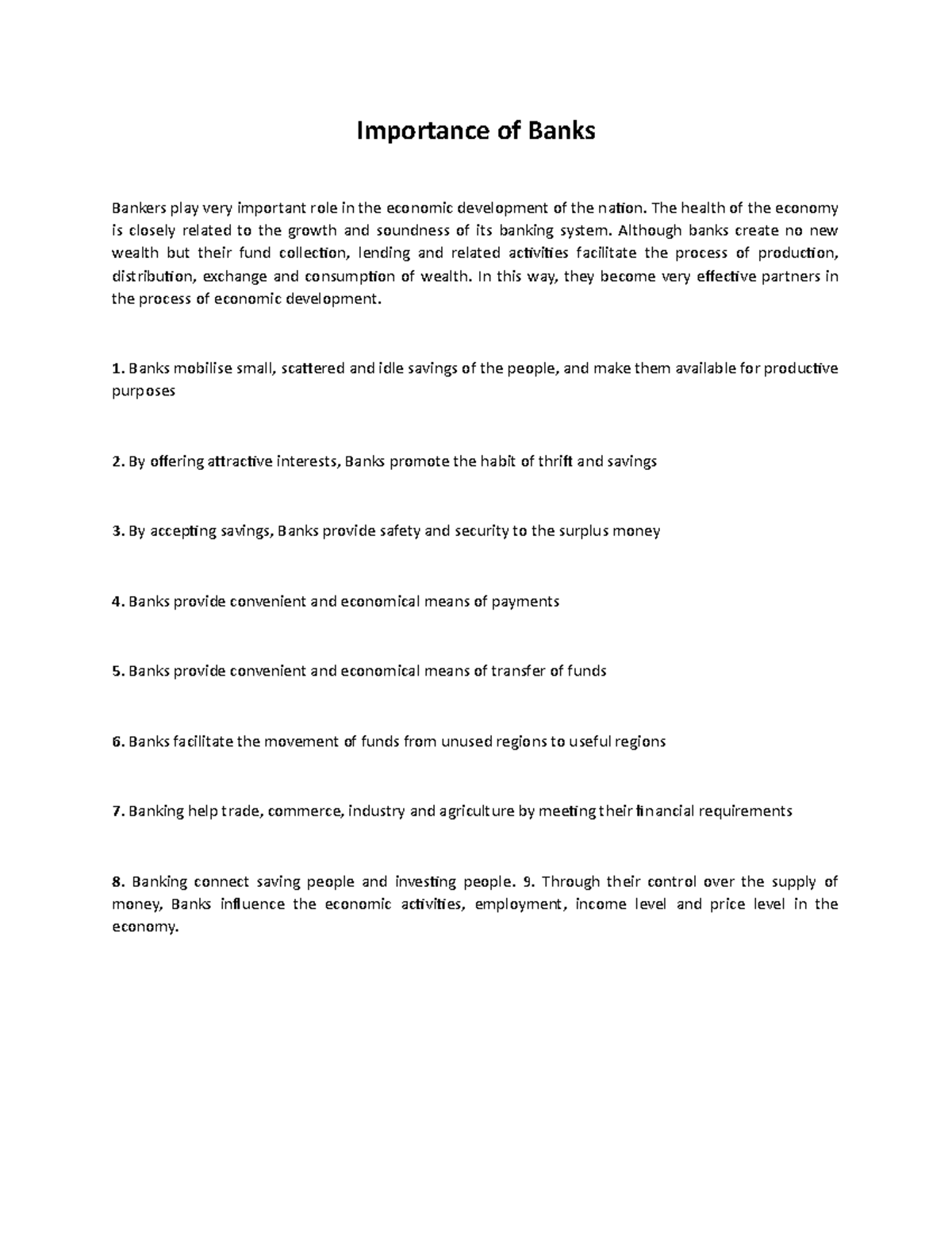 Importance of Banks - Lecture notes 1 - Importance of Banks Bankers ...