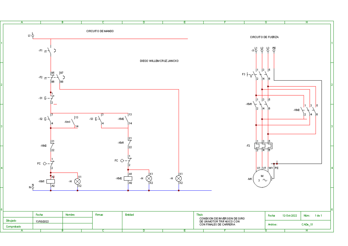 Ejercicio 3 DE UN Motor Trifasico - A A B B C C D D E E F F G G H H 1 1 ...