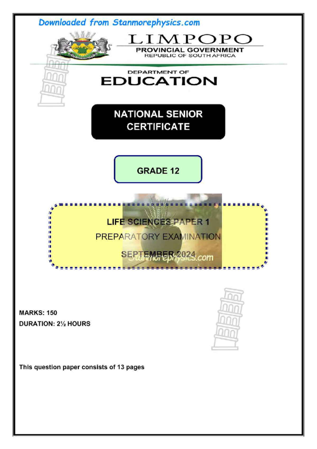 LP-Life-Sciences-Grade-12-September-2024-P1-and-Memo - Downloaded from Stanmorephysics LIMPOPO ...