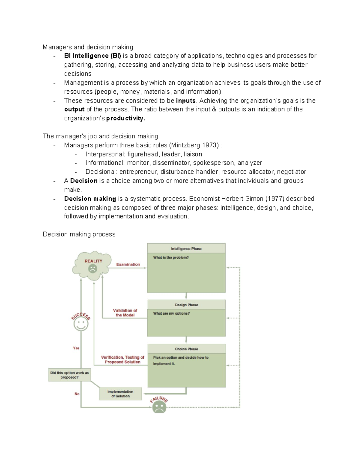 Week 11 - taken with nour el kadri - Managers and decision making - BI ...