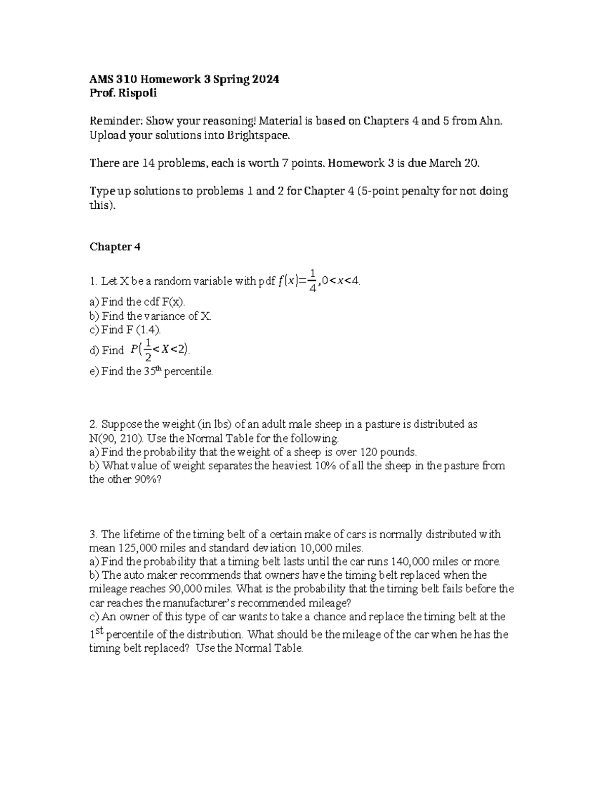 AMS 310 Spring 2024 HW3 - HW Instructions - AMS 310 Homework 3 Spring ...