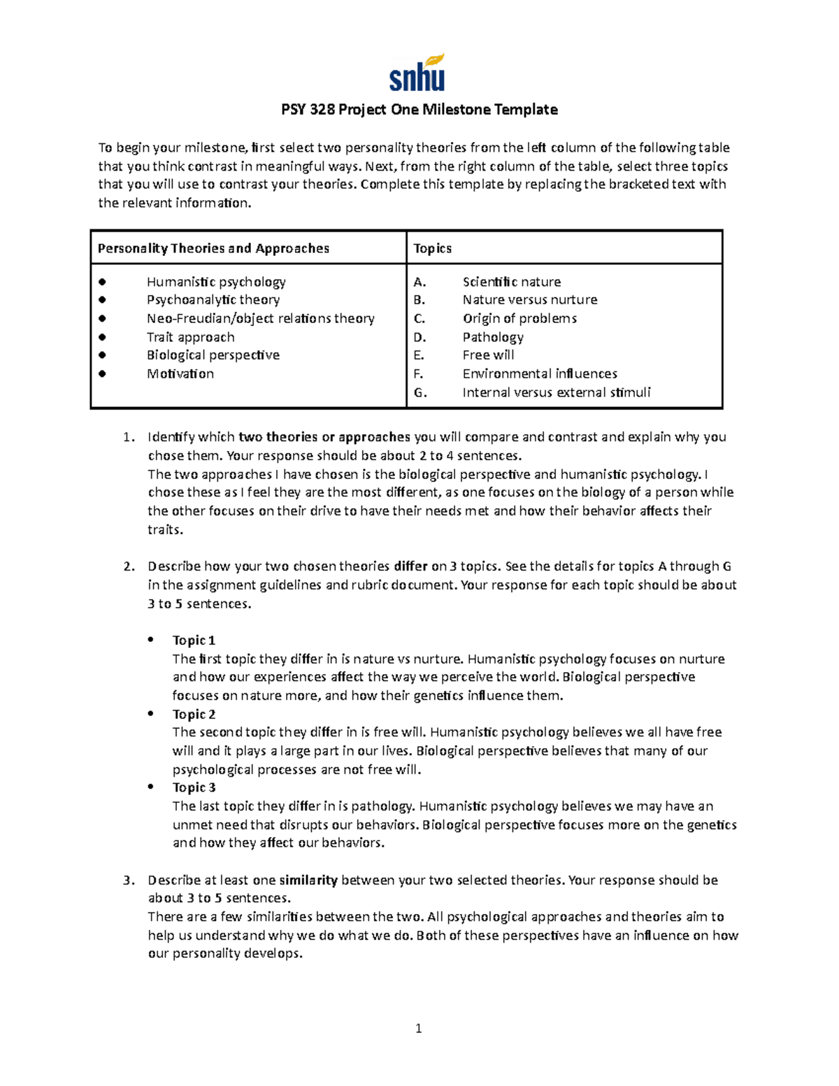 PSY 328 Project One Milestone - Next, from the right column of the ...