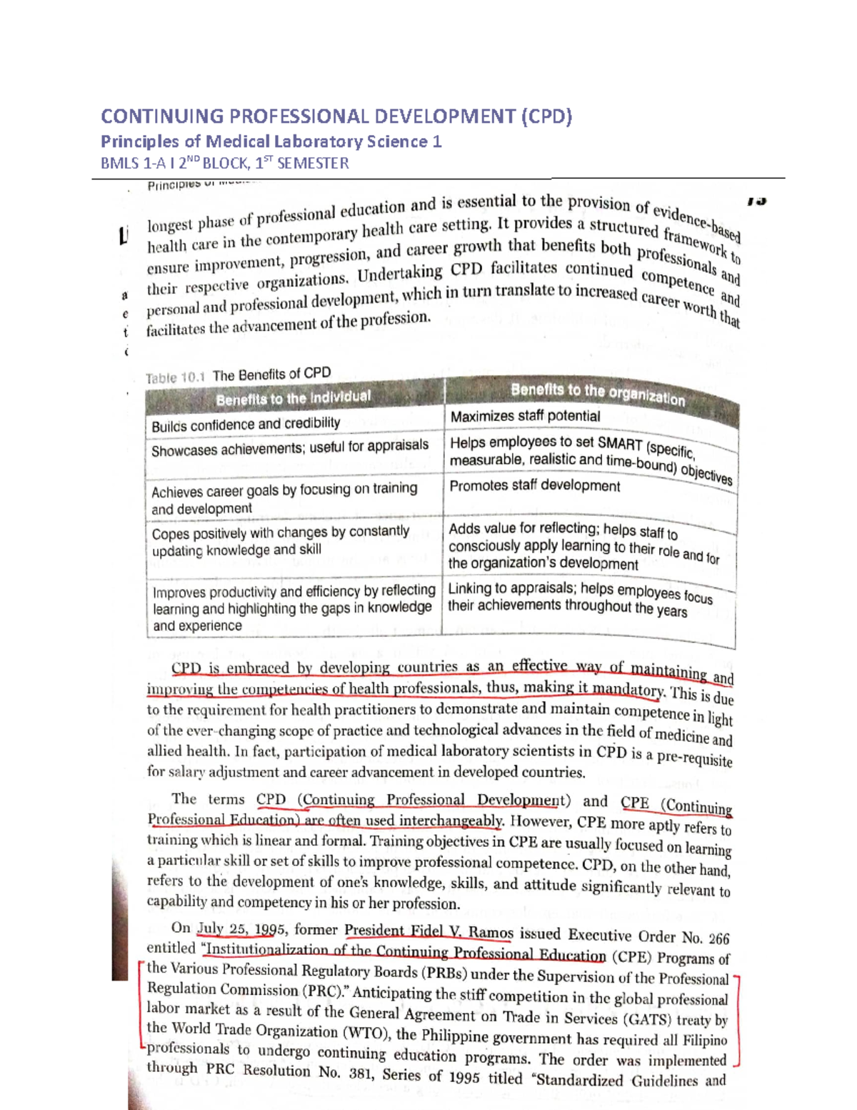 PMLS- CPD Notes - Medical Laboratory Science - CONTINUING PROFESSIONAL ...