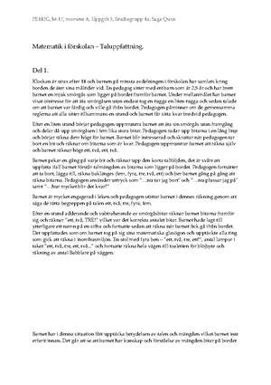 Matematik föreläsningar 8-10 nov - Matematik i förskolan. Malin Norberg ...