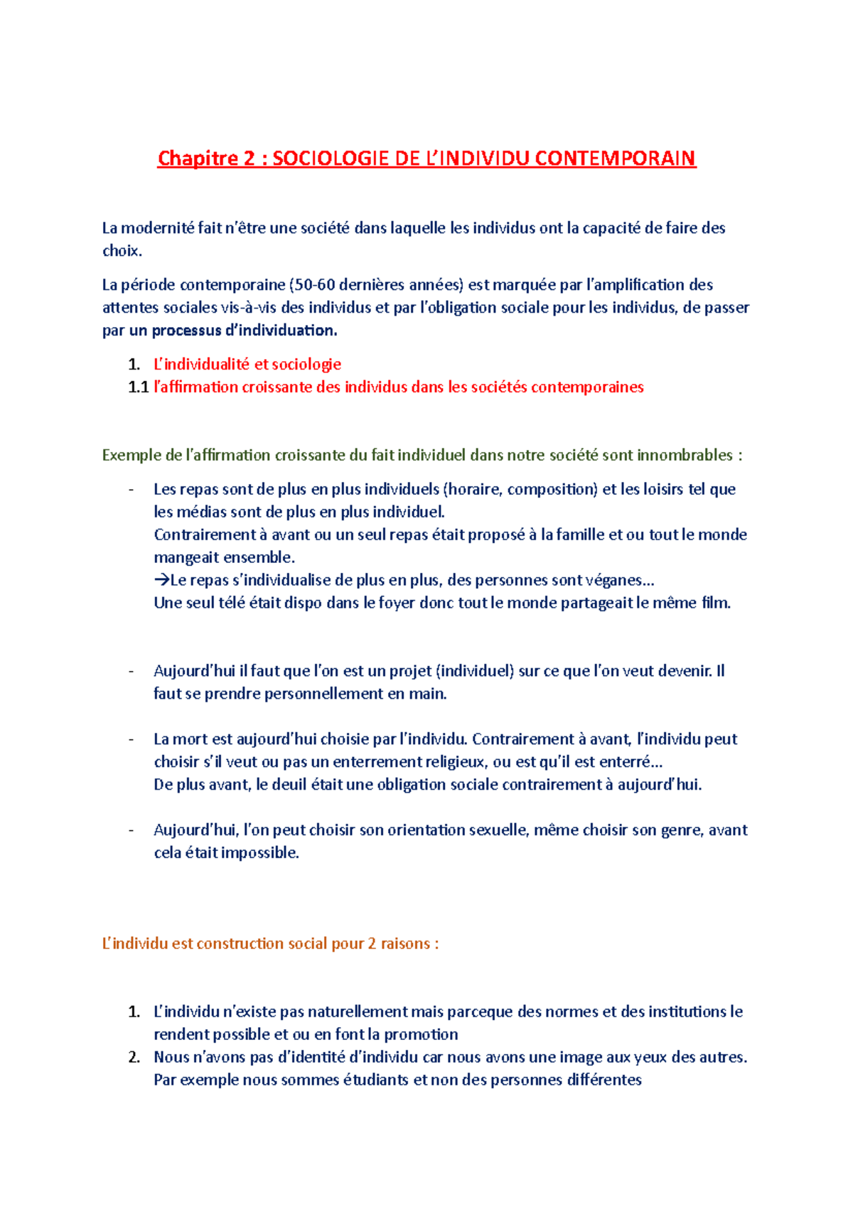 Chapitre 2 : SOCIOLOGIE DE L’INDIVIDU CONTEMPORAIN - Chapitre 2 ...