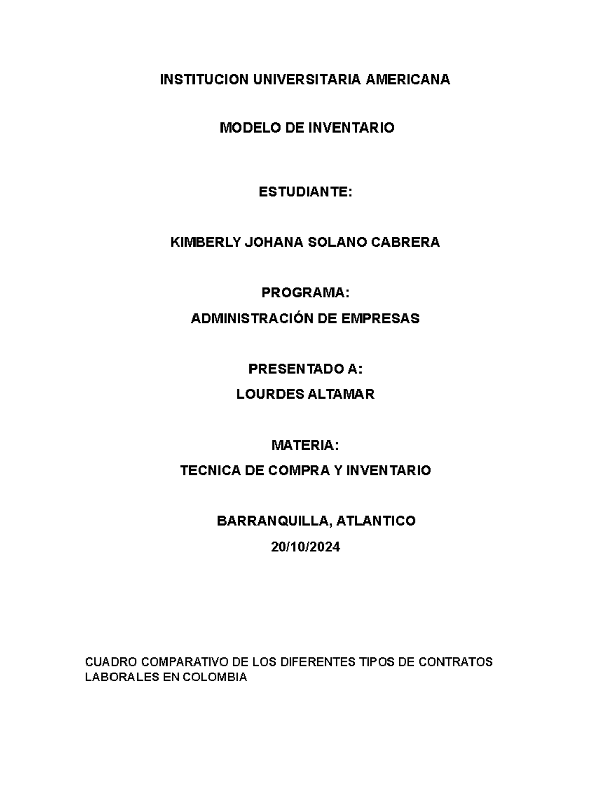 Actividad Kimberly Solano - INSTITUCION UNIVERSITARIA AMERICANA MODELO ...