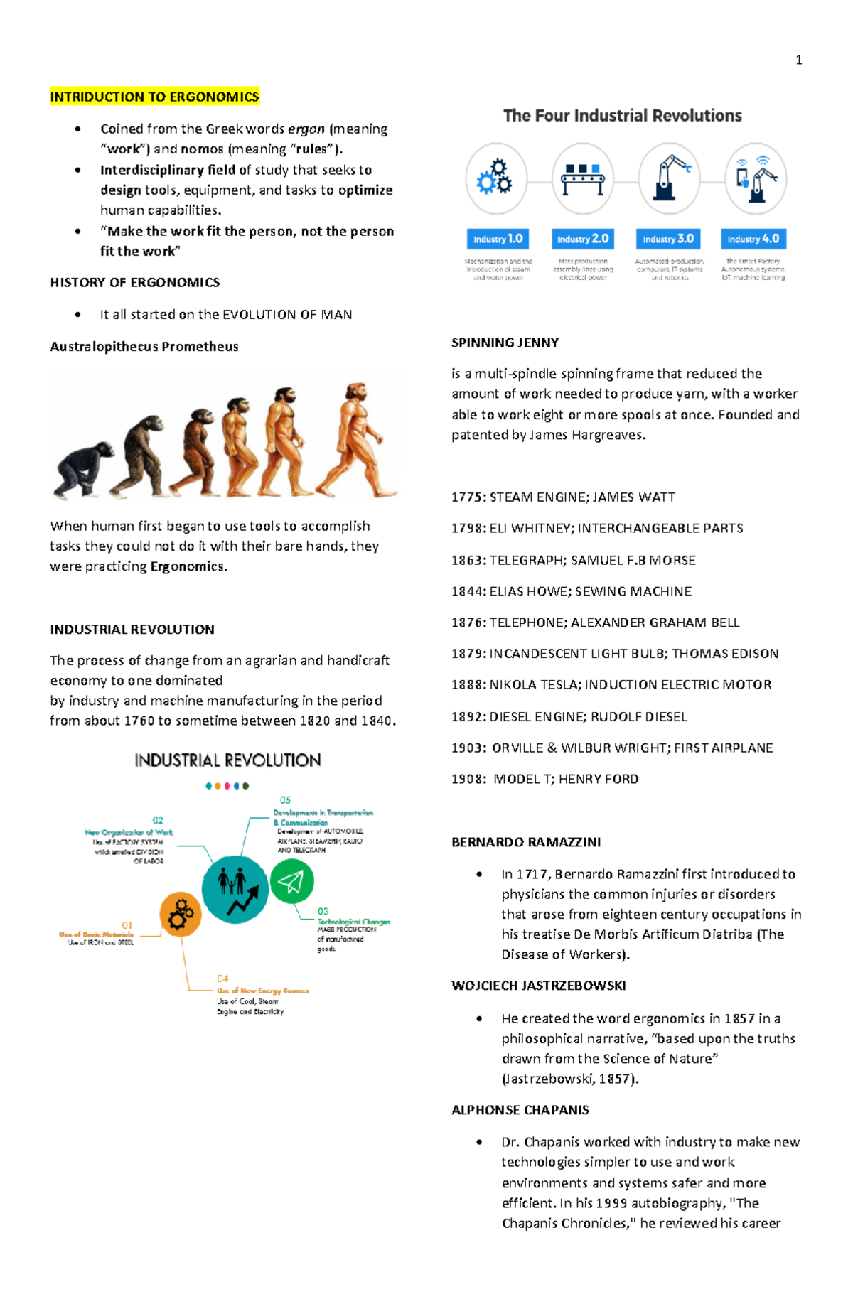Ergonomics- Reviewer - INTRIDUCTION TO ERGONOMICS Coined from the Greek ...