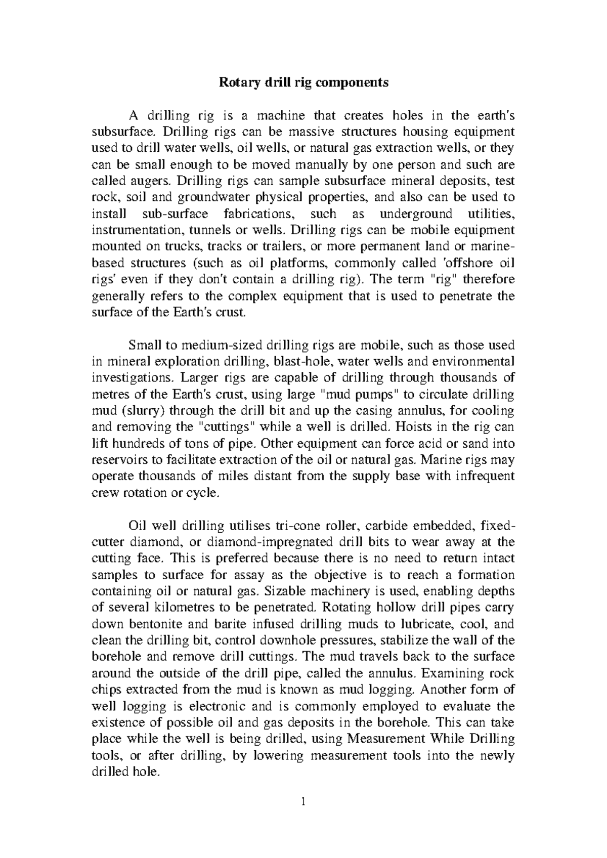Rig and its components - NNN - Rotary drill rig components A drilling ...