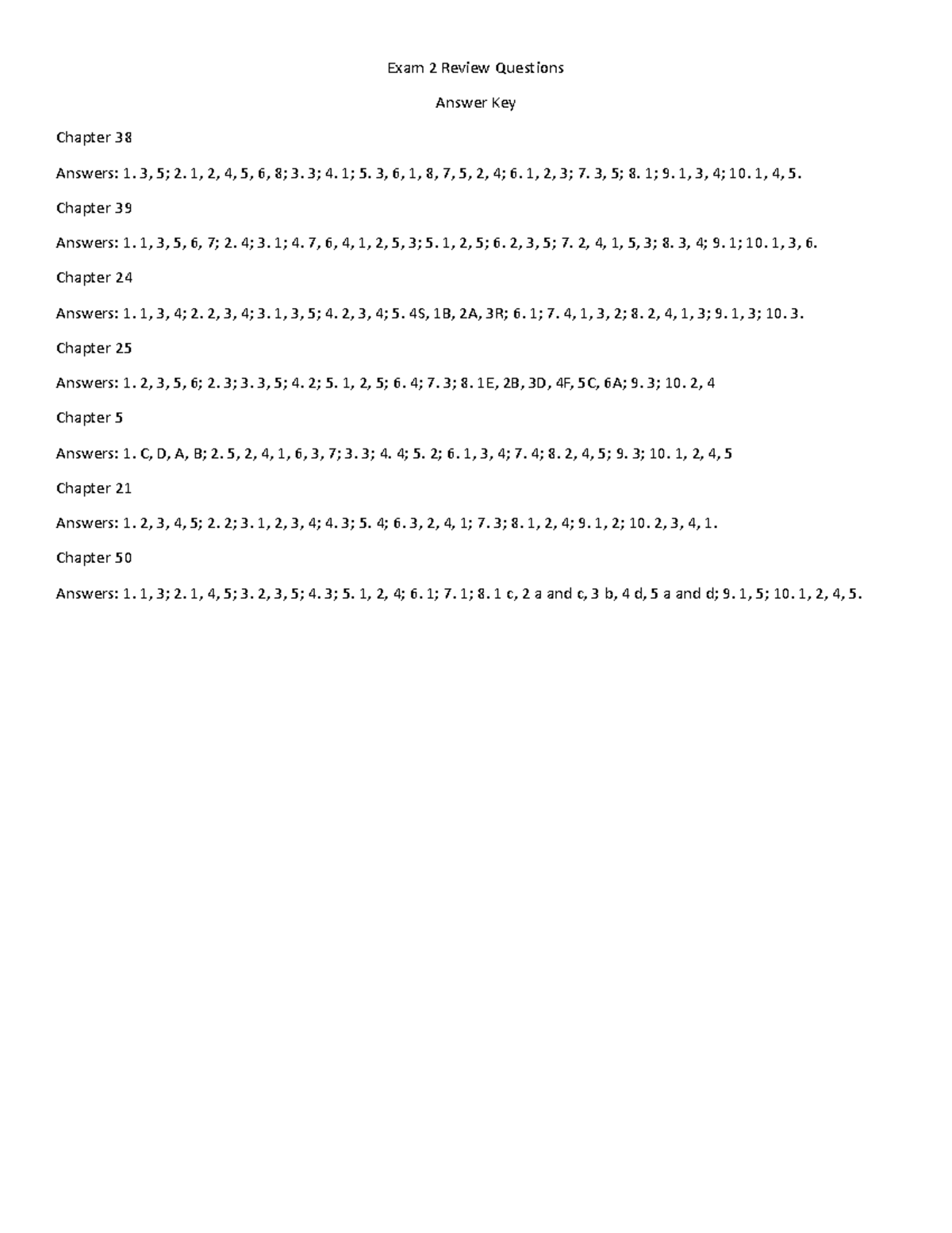 Fundamentals Exam 2 Review Answer Key Exam 2 Review Questions Answer