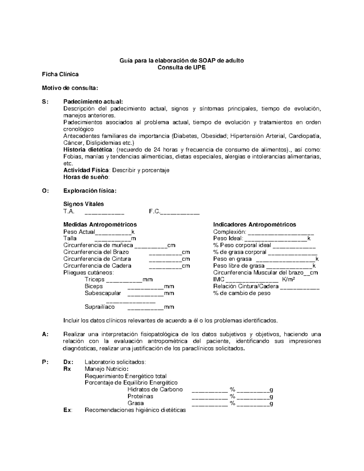 Soap adulto actualizada - Guía para la elaboración de SOAP de adulto ...