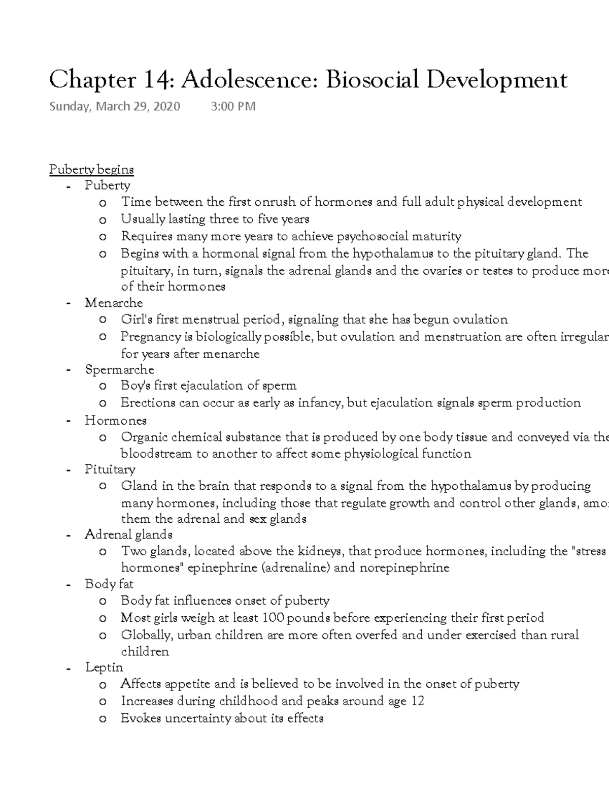 Chapter 14 Adolescence Biosocial Development - Warning: TT: undefined ...