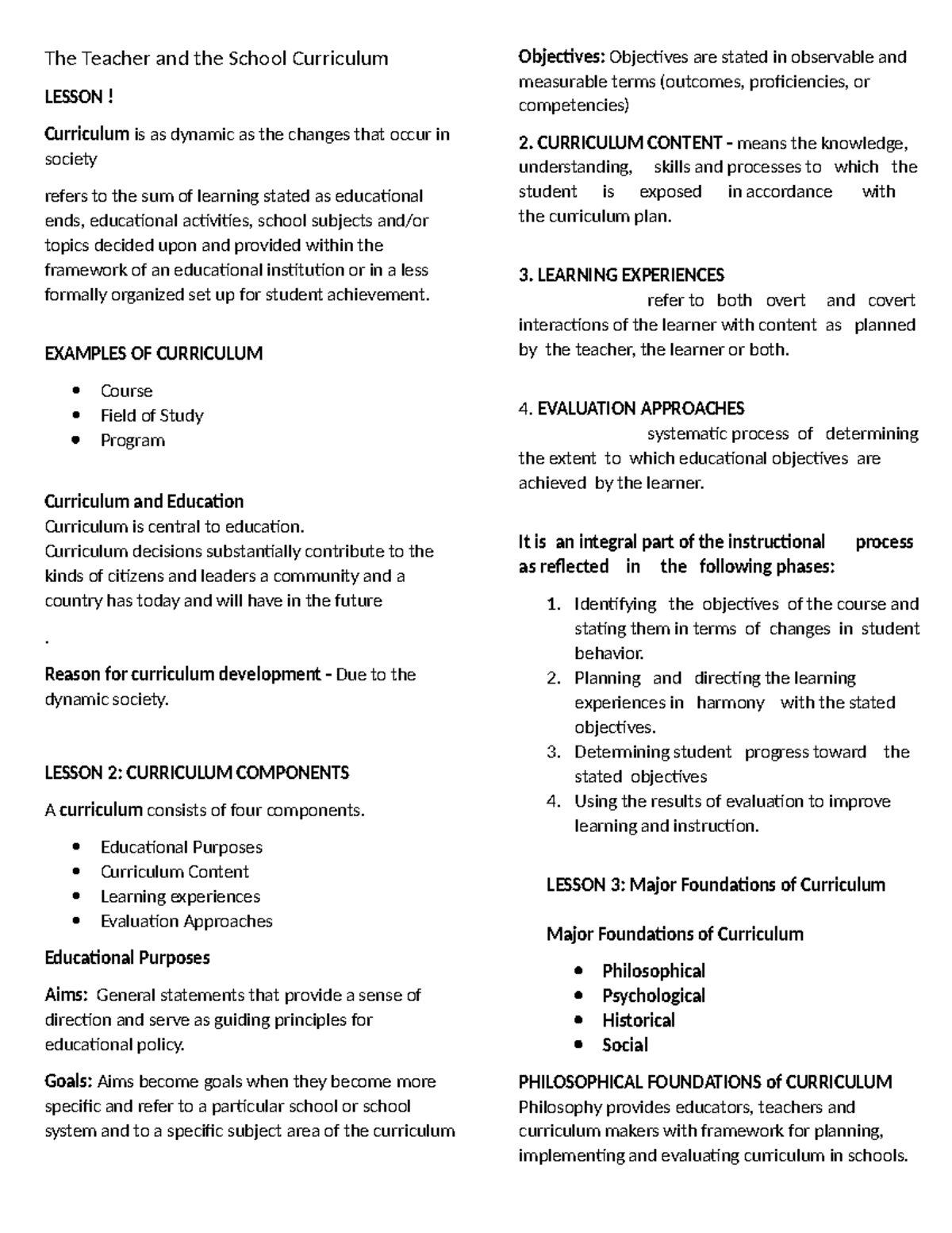 Reviewer for School Curriculum 1 - The Teacher and the School ...