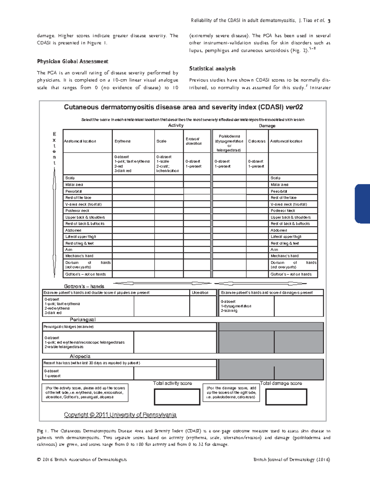 The reliability of the Cutaneous Dermatomyositis Disease Area and ...