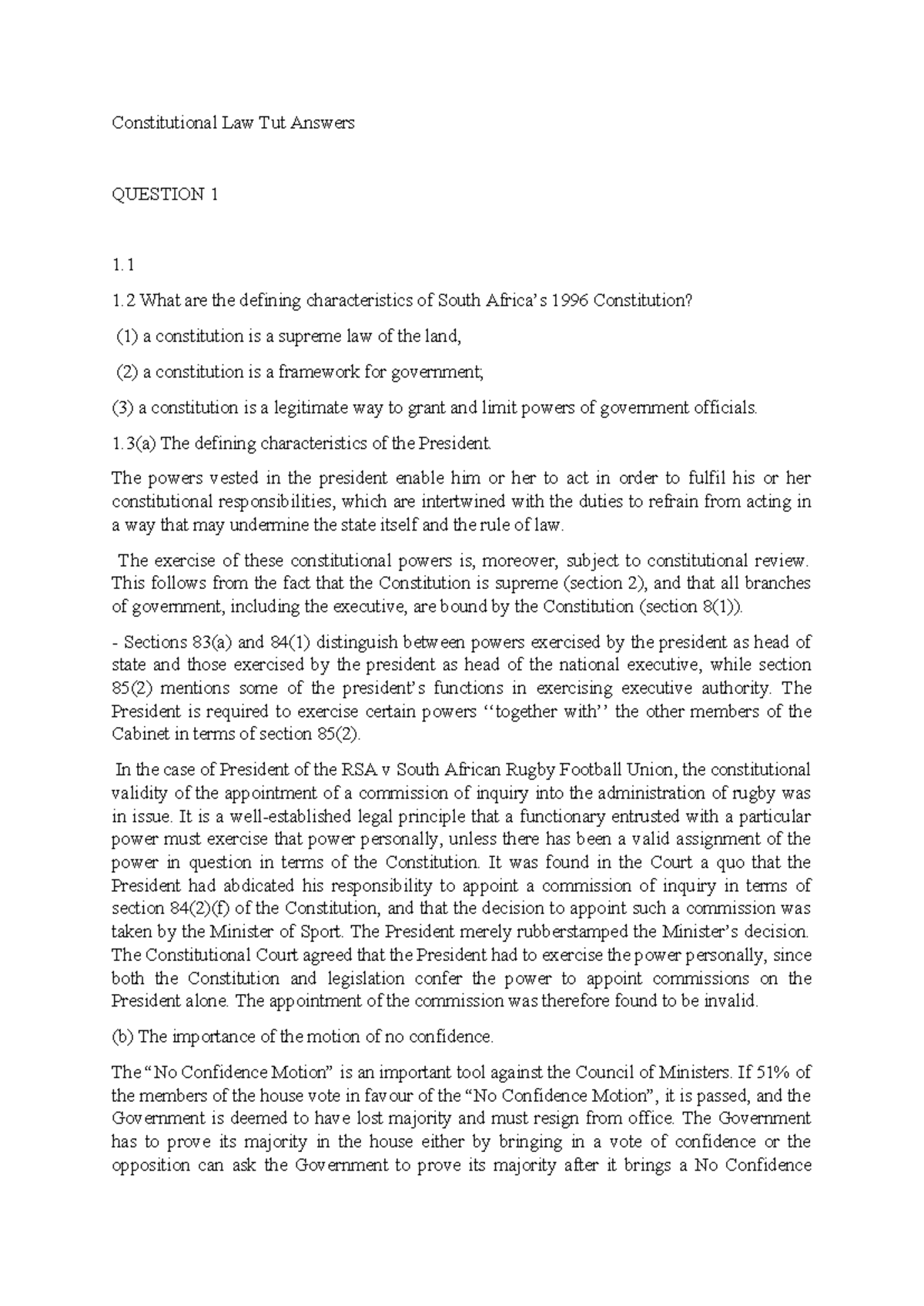 Constitutional Law Tut Answers - Constitutional Law Tut Answers ...