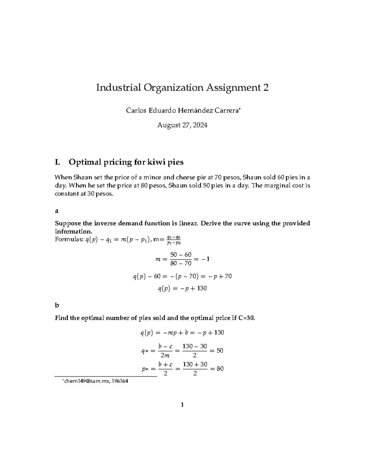 A2 196164 IO - Ejercicio 2 del Shawn - Industrial Organization ...